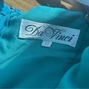 DaVinci | Dresses | Davinci Y2k Iridescent Teal Prom Gown Satin Bow ...